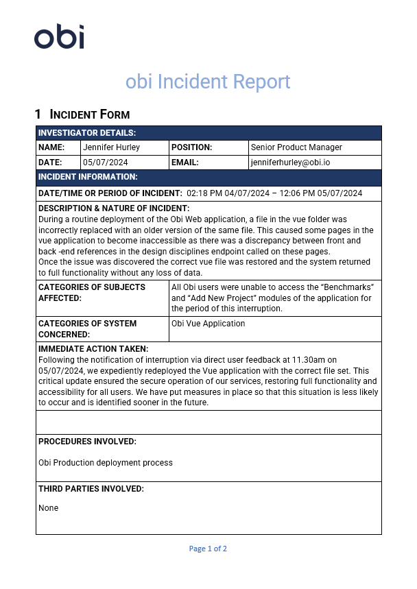 Obi Service Interruption, 5th July 2024
